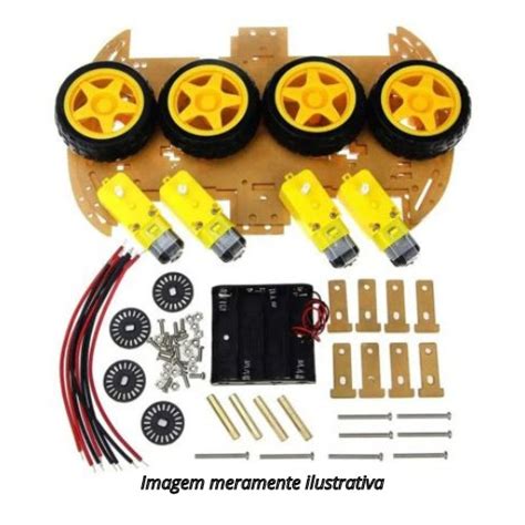 Kit Chassi Carro 4wd 4 Rodas Robótica Arduino Arduino E Raspberry Em