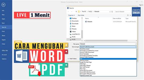 Cara Mengubah Atau Convert Word Ke PDF Di Microsoft Word 2016 2013