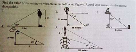 Solved Find The Value Of The Unknown Variable In The Following Figures Round Your Answers To