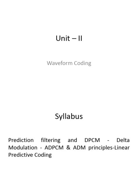 Ec18501 Unit Iidmadmdpcmlpc Pdf Sampling Signal Processing Computer Engineering