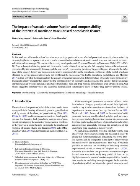 Pdf The Impact Of Vascular Volume Fraction And Compressibility Of The