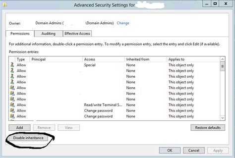 Active Directory How To Enable Inherent Permission Of An Ou To All