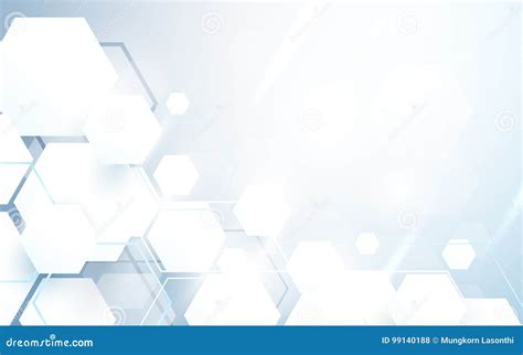 Abstract White Hexagons Repeating And Futuristic Technology Concept Background Stock Vector