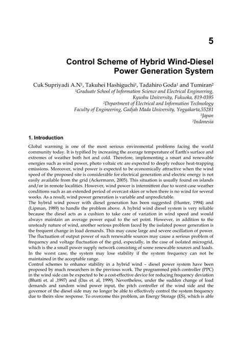 Pdf Control Scheme Of Hybrid Wind Diesel Power Generation System