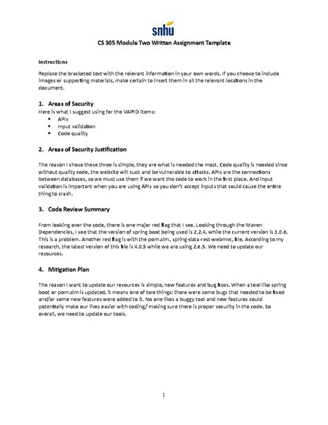 Cs 305 Module Two Written Assignment Template Cs 305 Module Two