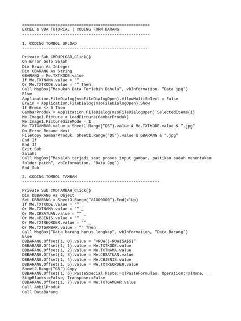 Coding Form Barang Pdf