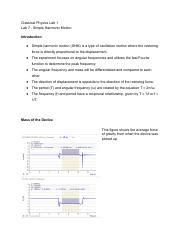 Understanding Simple Harmonic Motion Experiment On Angular Course Hero
