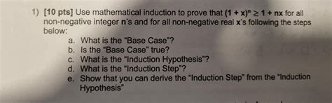 solved 1 [10 pts] use mathematical induction to prove that