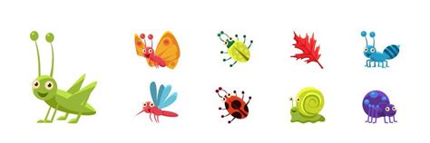 Funny Insect Small Crawling Animal And Leaf Vector Image