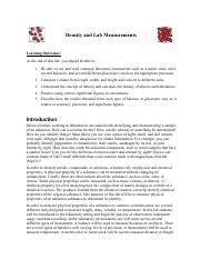 Understanding Density And Lab Measurements Essential Skills And Course Hero