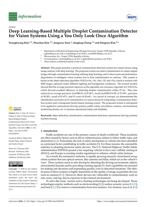 Pdf Deep Learning Based Multiple Droplet Contamination Detector For Vision Systems Using A
