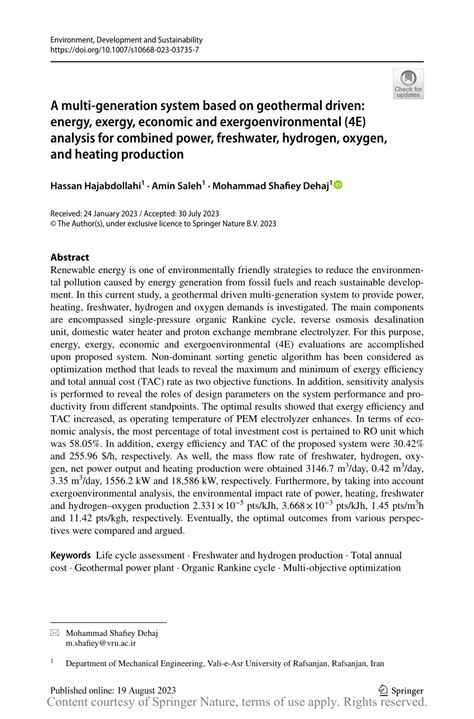 A Multi Generation System Based On Geothermal Driven Energy Exergy