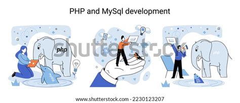 Php Mysql Development Metaphor Software Website Stock Vector Royalty Free 2230123207