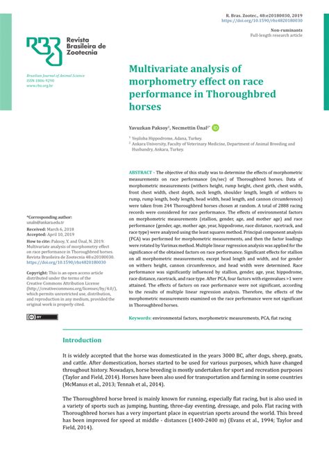 Pdf Multivariate Analysis Of Morphometry Effect On Race Performance