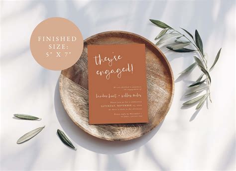 Rust Engagement Party Invitation Boho Party Invitation Printable Invitation Editable Canva