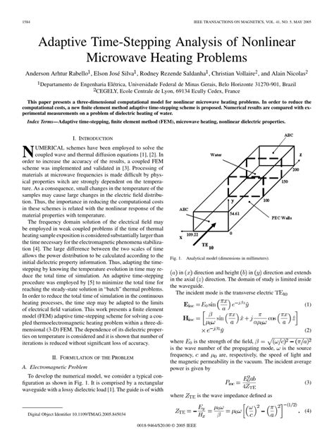 Pdf Adaptive Time Stepping Analysis Of Nonlinear Microwave Heating Problems