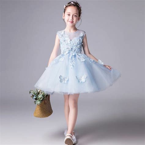 人気 可愛い 子どもドレス ラウンドネック 蝶々飾り キッズドレス ジュニア フォーマル用 ピアノ 発表会 結婚式 入学式 卒業式 子供服