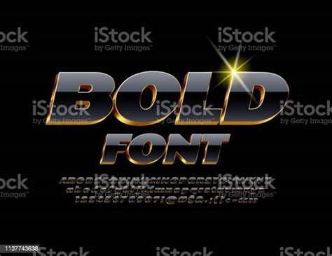 벡터 굵은 글꼴입니다 세련 된 블랙과 골드 3d 알파벳 3차원 형태에 대한 스톡 벡터 아트 및 기타 이미지 3차원 형태 개념 검은색 Istock