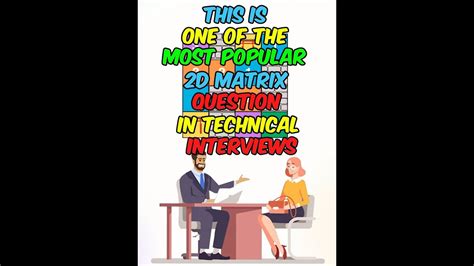 Most Popular 2d Matrix Question In Technical Interviews Youtube