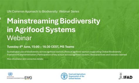 Un Common Approach To Biodiversity Webinar Series Mainstreaming Biodiversity In Agrifood