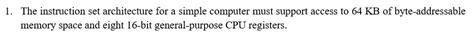 Solved The Instruction Set Architecture For A Simple Chegg