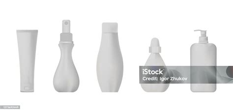 비누 샴푸 크림에 대한 현실적인 화장품 패키지 골드 컬러로 세팅된 화장품 보틀 모의 플라스틱 용기의 빈 템플릿 흰색 격리 된 배경에 스톡 3d 벡터 그림 메이크업 화장품에