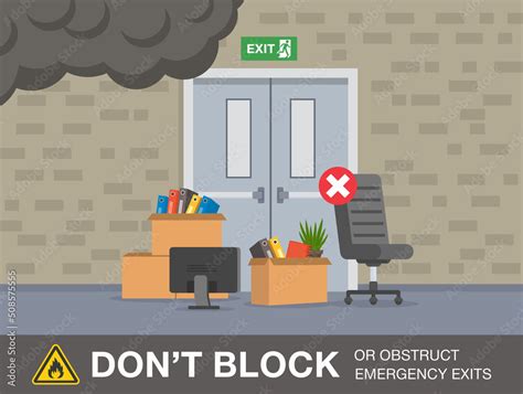 Fire Safety Activity Do Not Block Or Obstruct Emergency Exits Warning
