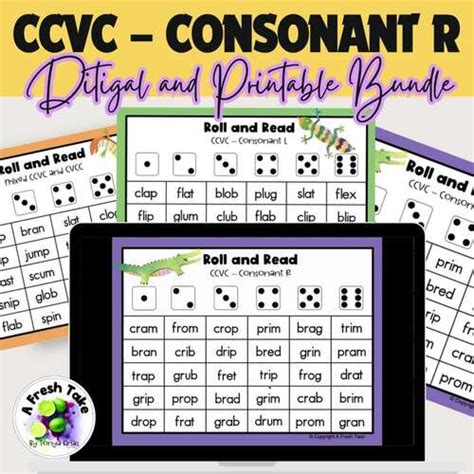 CCVC Consonant R Roll Read Phonics Games Digital PLUS Printable Bundle