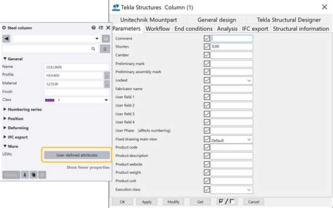 Define And Update User Defined Attributes Udas Tekla User Assistance