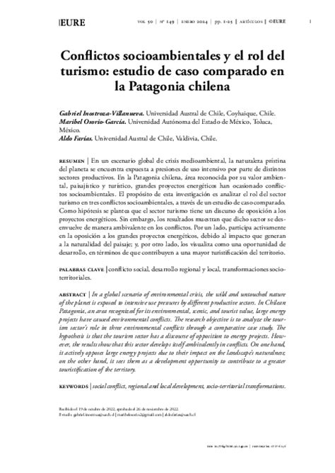 Pdf Conflictos Socioambientales Y El Rol Del Turismo Estudio De Caso