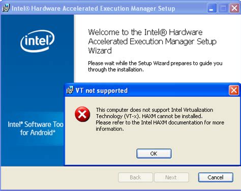 Android Emulator Intel HAXM Installation Error This Computer Does Not Support Intel