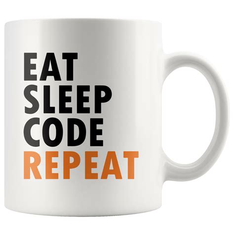 Eat Sleep Code Repeat White Mug Otzi Shirts