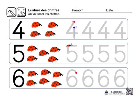 Ecriture Des Chiffres De 4 à 6 Arc En Ciel