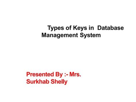 dbms types of keys ppt