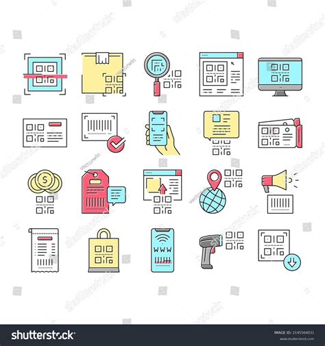 Qr Code Identification Collection Icons Set Stock Vector Royalty Free
