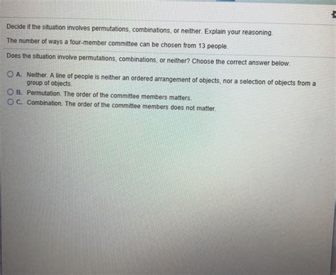 solved decide if the situation involves permutations