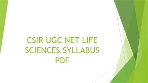 Csir Ugc Net Exam Life Sciences Syllabus
