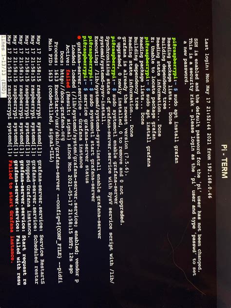help pi zero w failed to start grafana instance r grafana