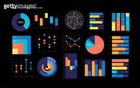 Comparison Infographic Chart Design Template Set For Dark Theme