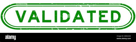 Grunge Green Validated Word Rubber Seal Stamp On White Background Stock