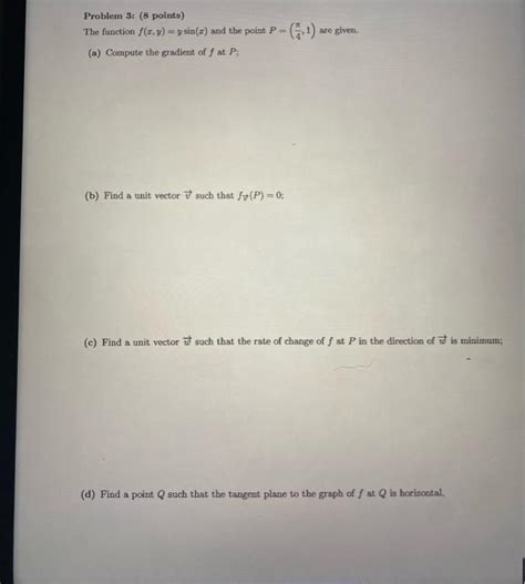 Solved The function f x y ysin x and the point P π Chegg