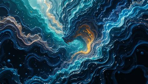 Abstract Digital Artwork Featuring Swirling Undulating Patterns Resembling Ocean Stock