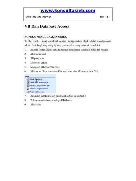 Koneksi Vb Dengan Database Access Pdf