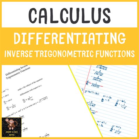 Derivatives Of Inverse Trigonometric Functions Worksheet Free And Premium Teaching Resources