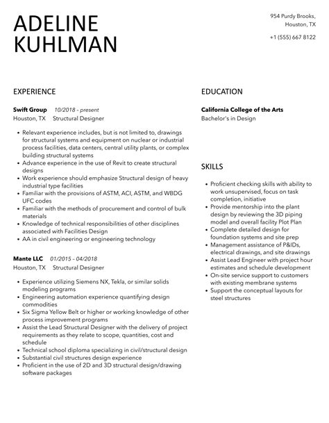 Structural Designer Resume Samples Velvet Jobs