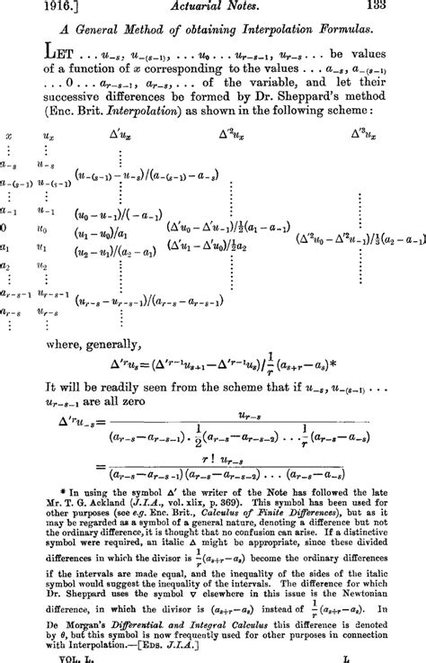 A General Method Of Obtaining Interpolation Formulas Journal Of The