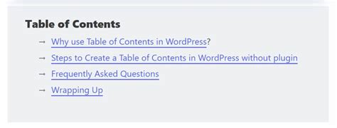 How To Create A Table Of Contents In Wordpress Without Plugin
