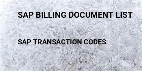 Sap Billing Document List Tcode In Sap Transaction Codes List