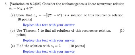 Solved 5 Variation On 8 2 23] Consider The Nonhomogeneous