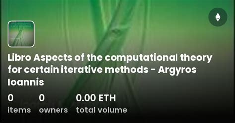 Libro Aspects Of The Computational Theory For Certain Iterative Methods Argyros Ioannis